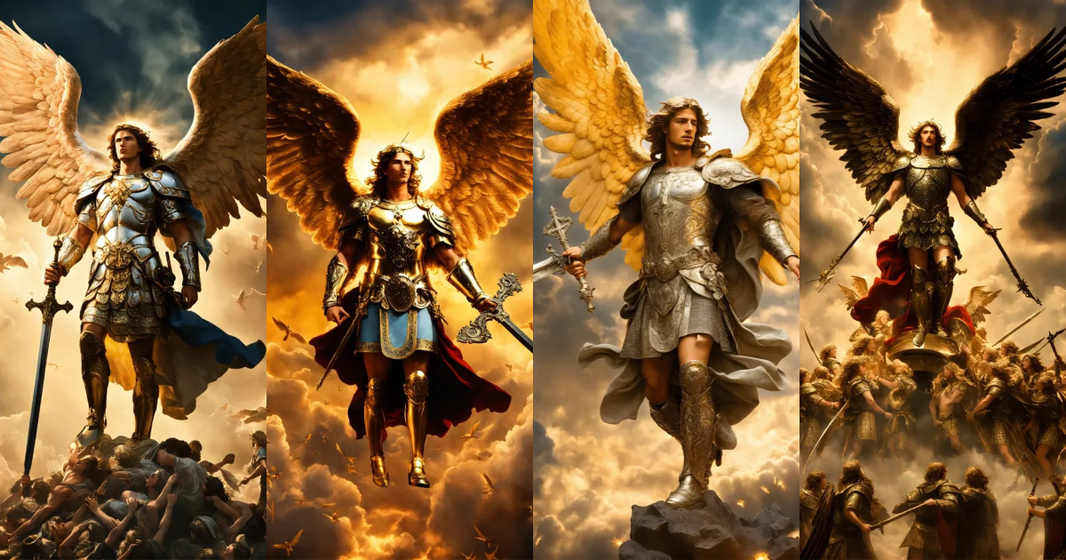 Lexica - St. Michael the Archangel in all his heavenly glory, leading a ...