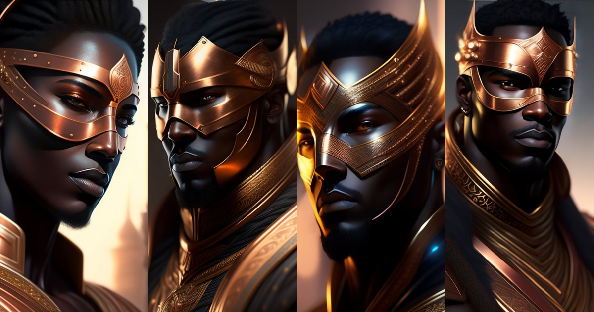 Lexica - Portrait of a masked god, copper wires, intricate, headshot ...