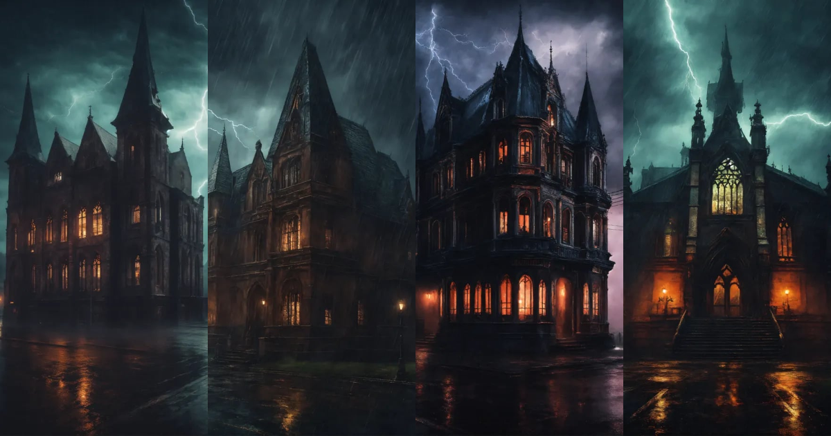 Lexica - Gloomy building in the gothic style, creepy background ...