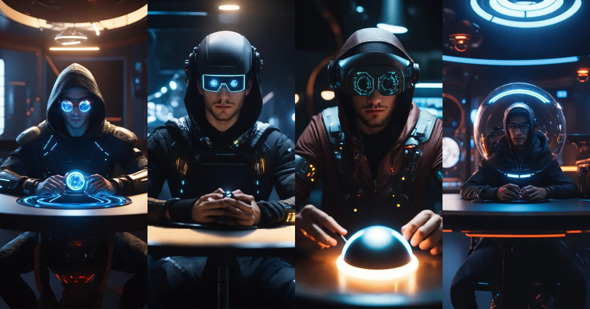 Lexica - Nerdy 25 year old male cyborg hacker wearing futuristic ...