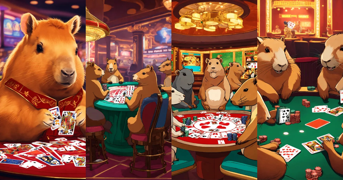 Lexica - Group of capybaras playing cards in a casino in Las Vegas ...