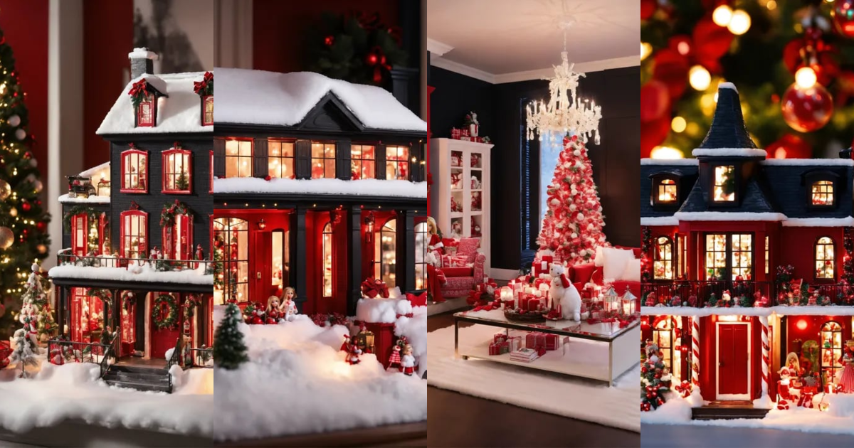 Lexica - Barbie doll, black Christmas, Christmas interior design ...