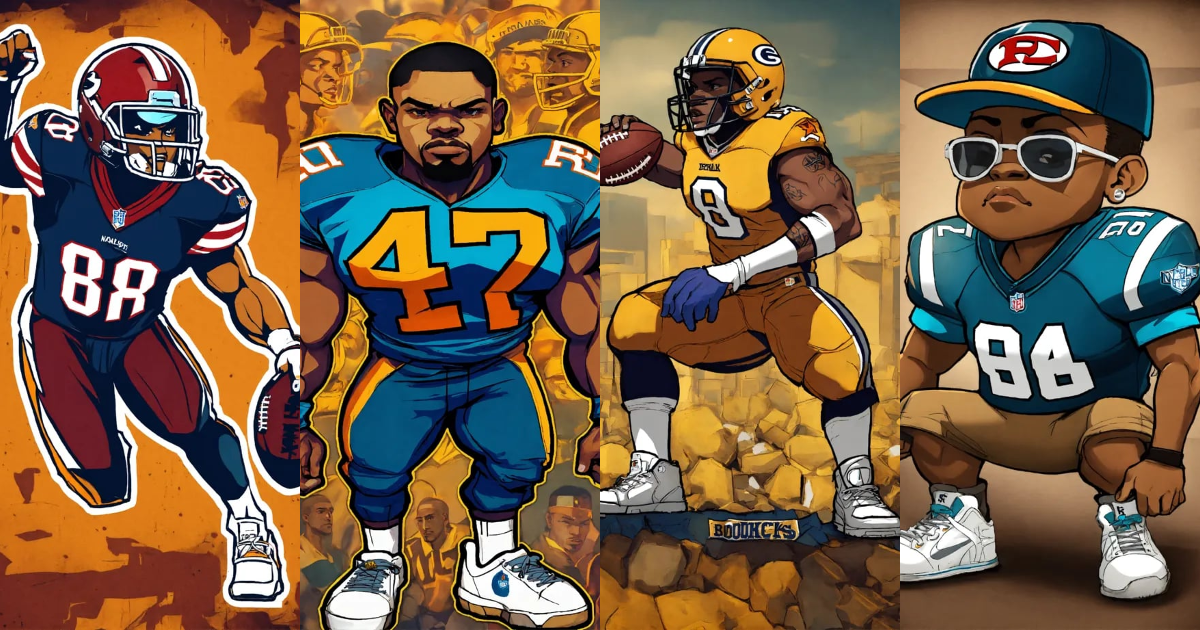 Lexica - Hip hop art style nfl teams logo boondocks full body
