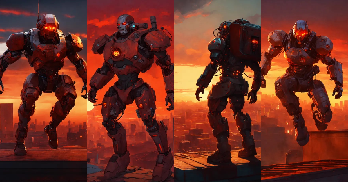 Lexica - An evil cyborg with a rusty, bulky body runs forward. the ...