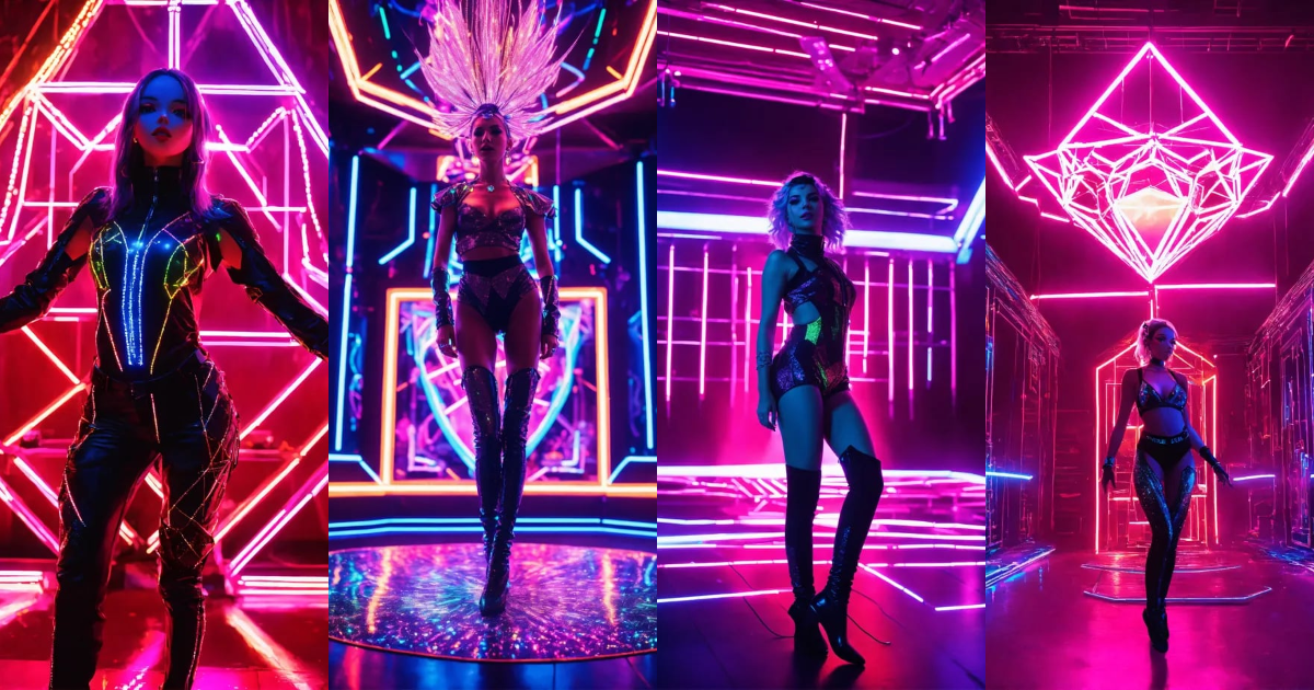 Lexica - Futuristic Rave Queen dancing in diamond and shimmer black ...