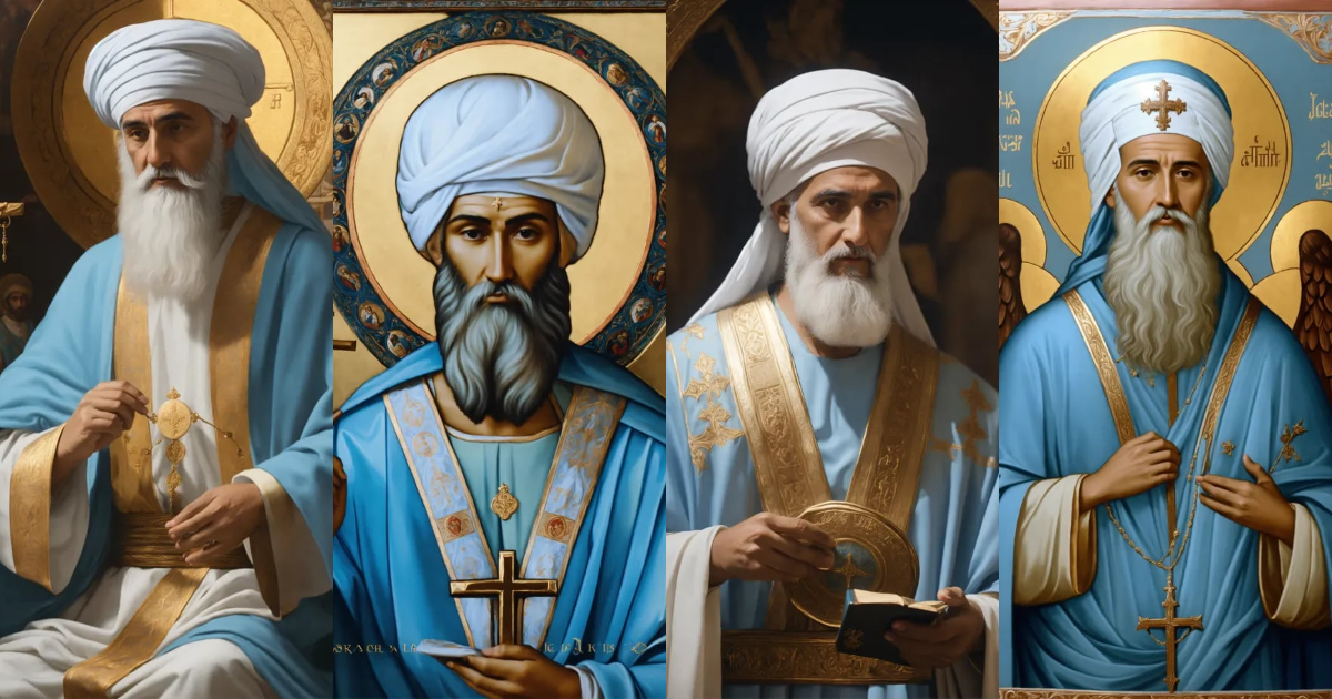Lexica - Saint Isaac the Syrian in light blue tunic AND white turban ...