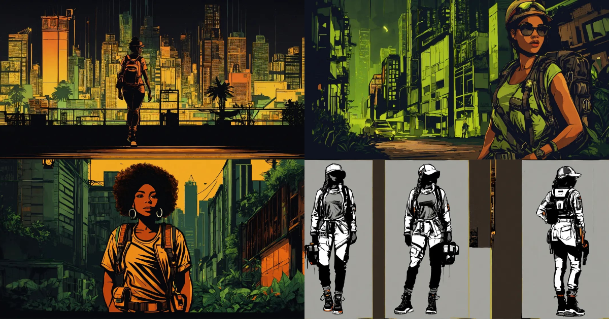 Lexica - Urban Jungle Explorer Black Woman, utilitarian urban explorer ...