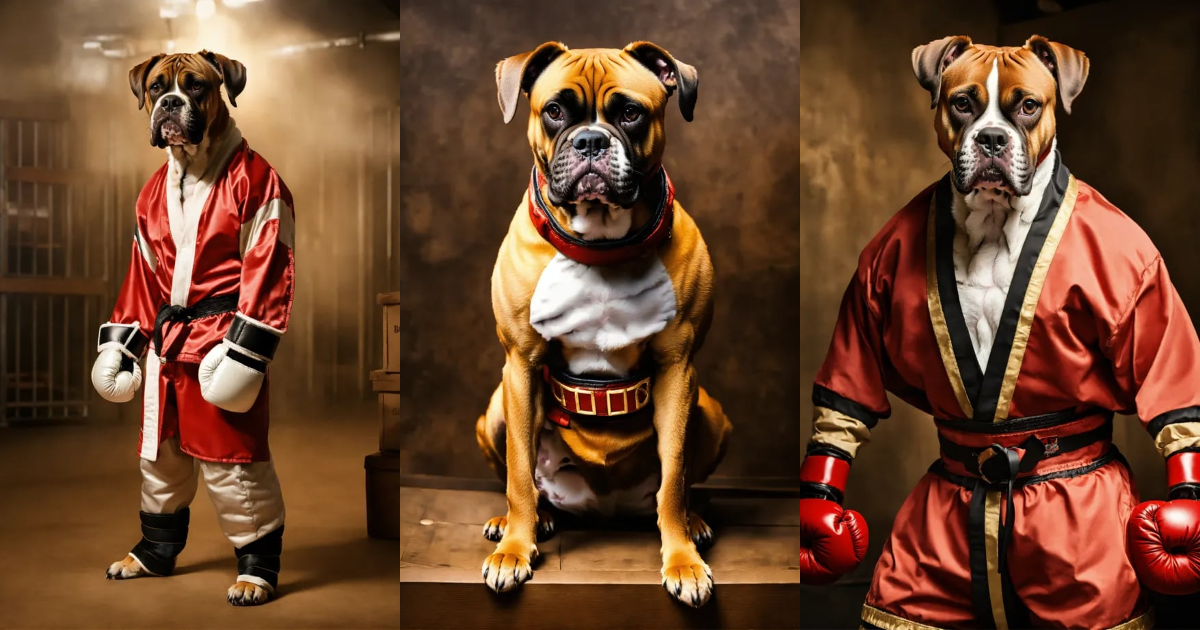 Lexica - Portrait of a humanoid Boxer-Dog dressed as A Boxer Fight in a ...