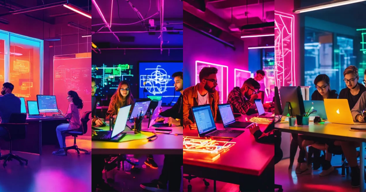 Lexica - Team of web developers (with woman too) debugging code ...