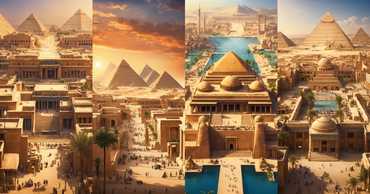 Lexica - Ancient city, ancient Egypt, crowded and bustling with ...