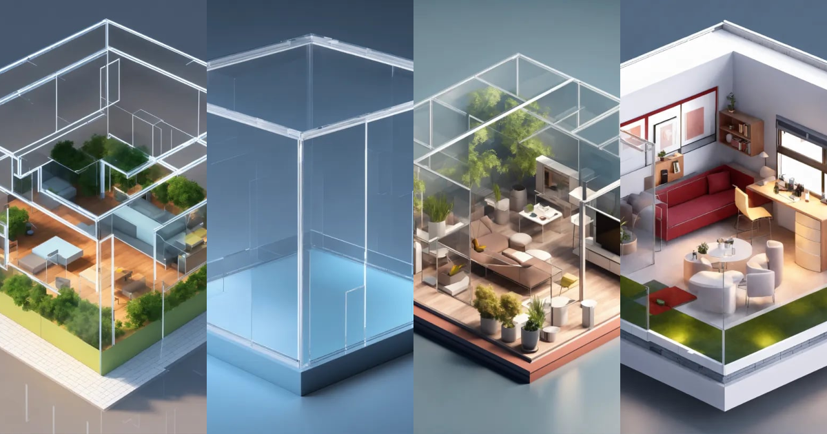 Lexica - Isometric 3d render of a transparent square area highlighting ...
