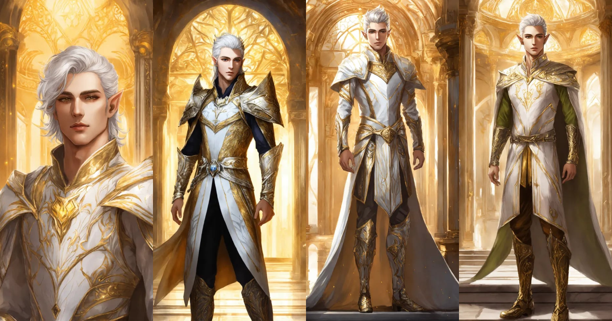 Lexica - Drawing of an elf king, royalty, sci fi, cybernetic, white and ...