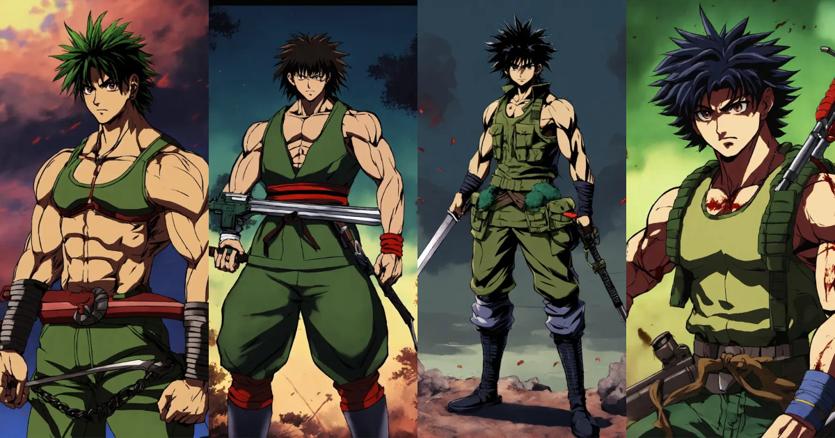 Lexica - Rambo with weapons in hunter x Hunter style
