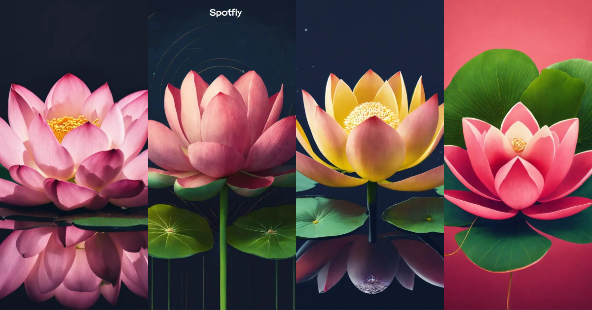 Lexica - Lotus flower with large Spotify logo