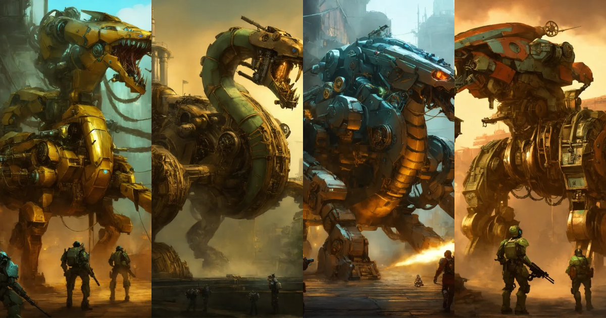 Lexica - Mechanical hydra, mech hydra, fantasy, fiction