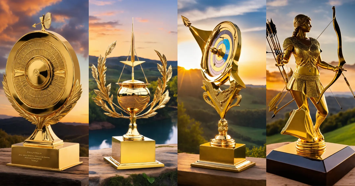 Lexica - Design a shiny gold archery trophy that features an arrow ...