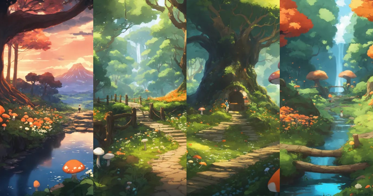 Lexica - Pokémon scenery, dark forest with neon orange flowers and ...