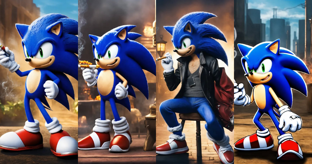 Lexica - Sonic the hedgehog smoking gangster