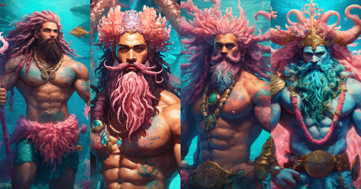 Lexica - A buff muscular Merman with scales across his Blue skin with ...