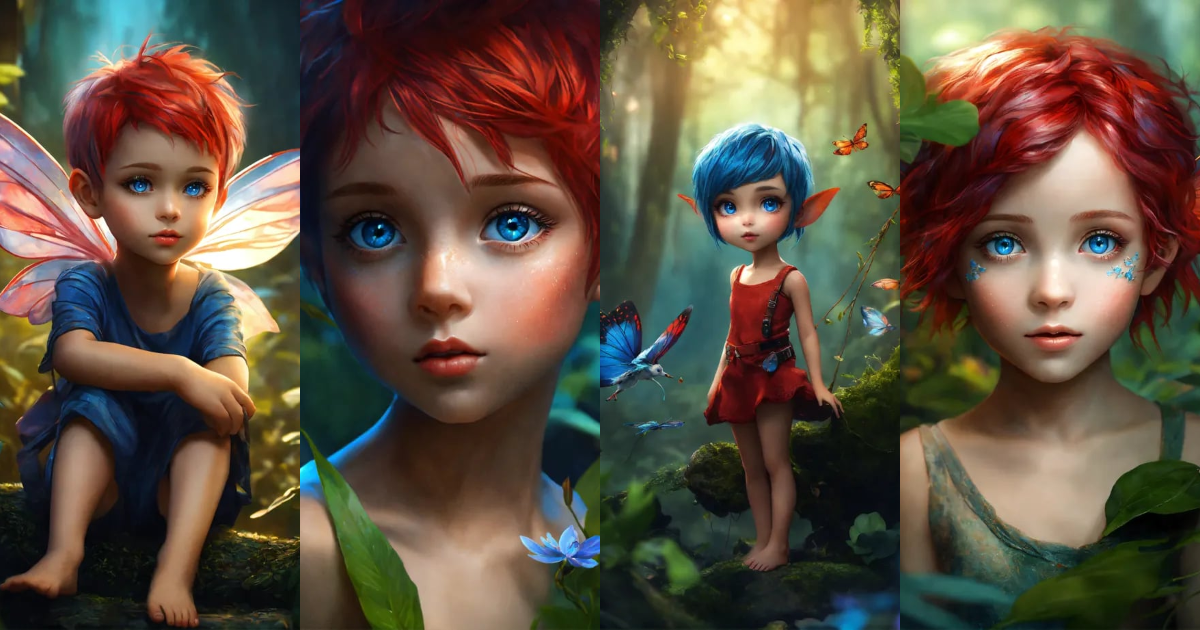 Lexica - Beautiful little pixie full body in a mystical jungle red ...
