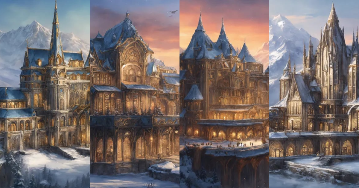 Lexica - Drawing of the full image of an elegant high elf sci fi palace ...