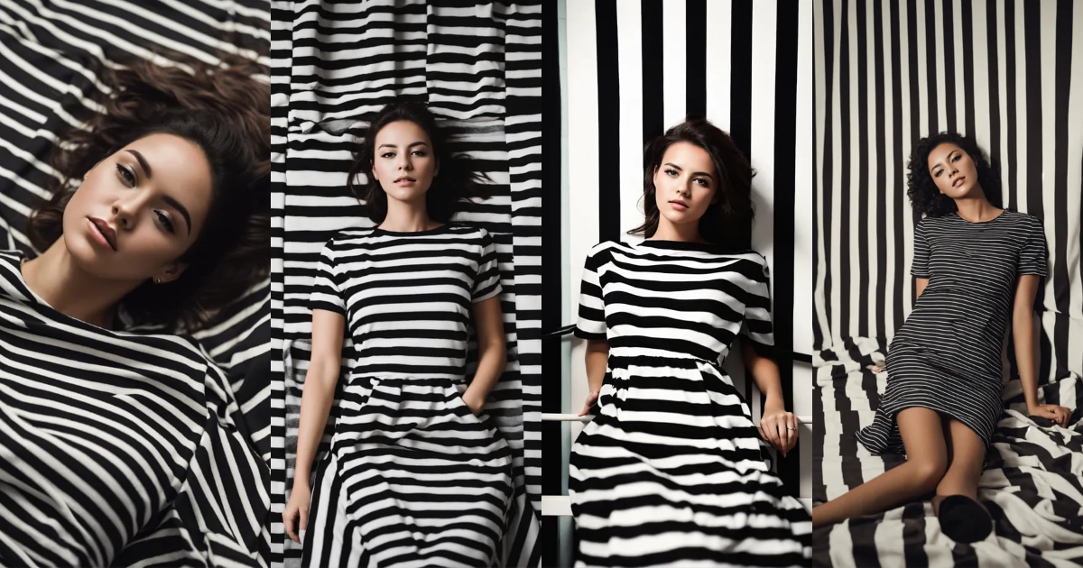 Lexica - A black and white striped photography background, a woman ...