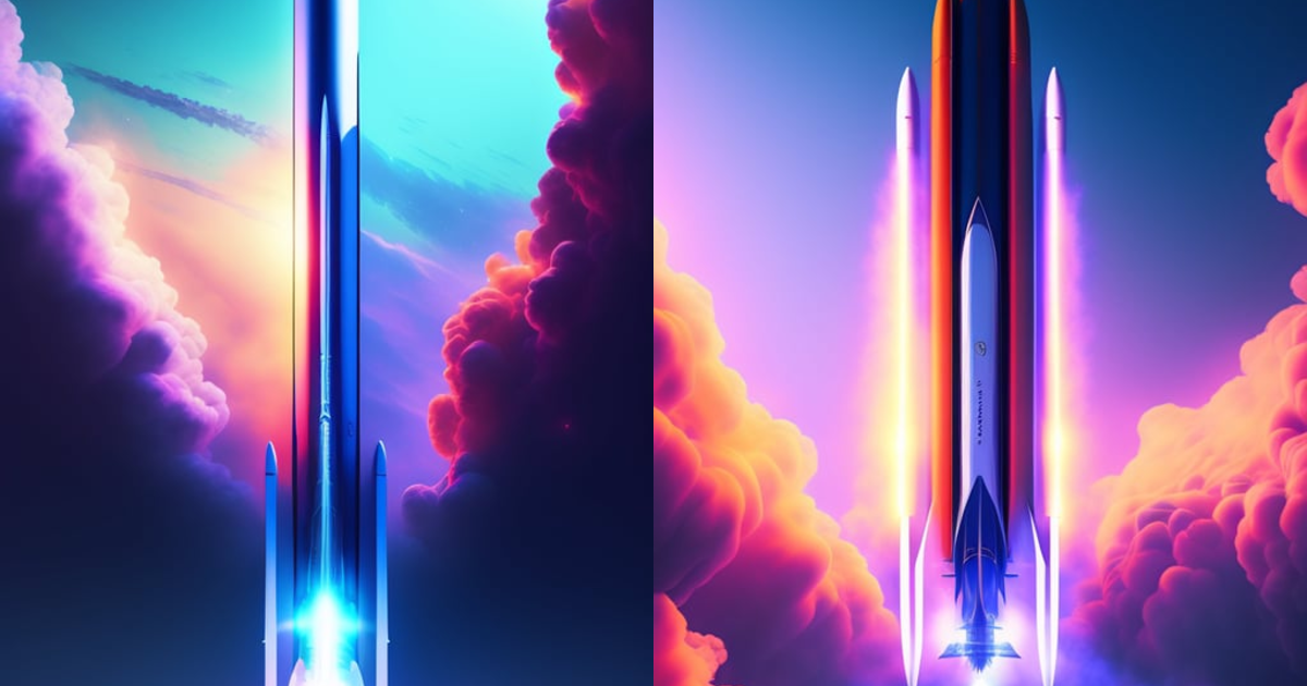 Lexica - Spacex starship launching, poster style, symmetric, cyberpunk ...