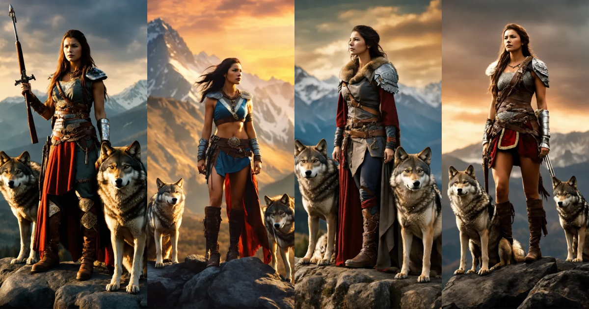 Lexica - An armed warrior woman, who is very beautiful next to several ...