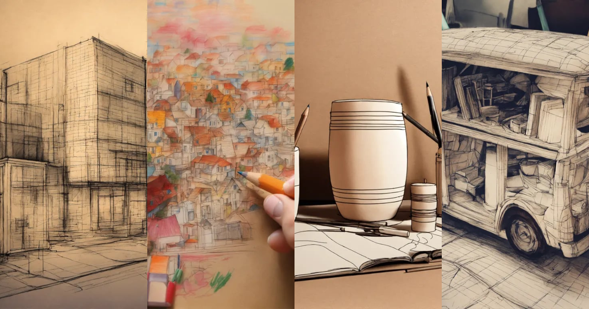 Lexica - Create me a doodle of objects where merely the edges are ...