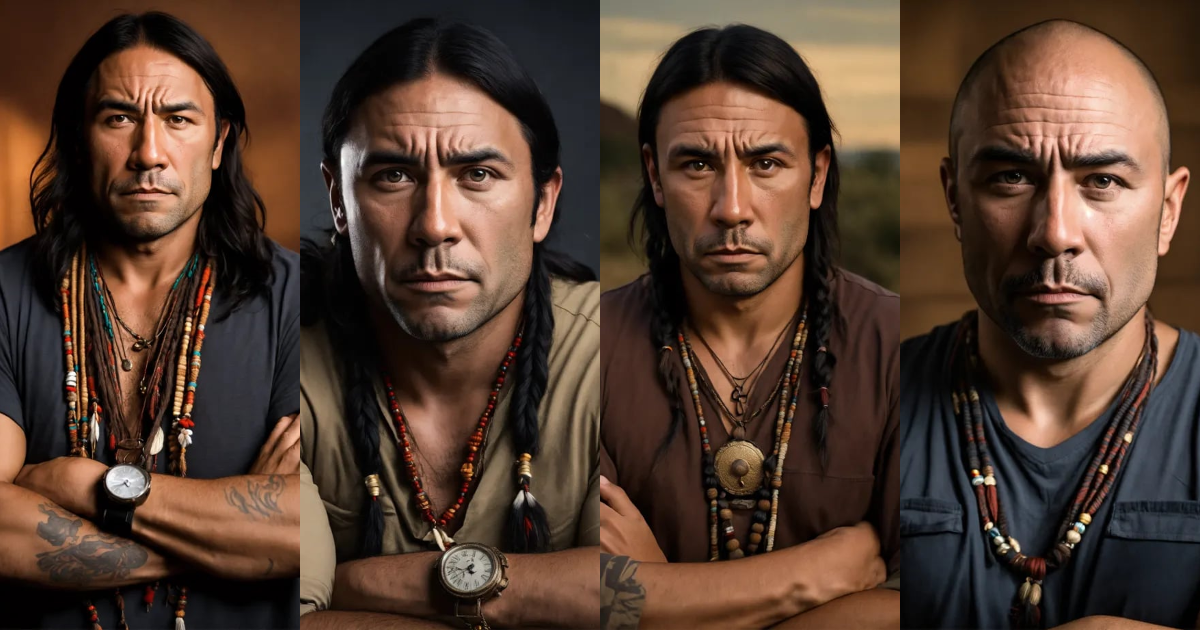 Lexica - Scared native american man, FRONT VIEW, casual clothes, arms ...
