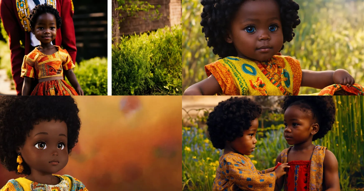 Lexica - Oba, the little African-American boy, holding his doll, Mata ...