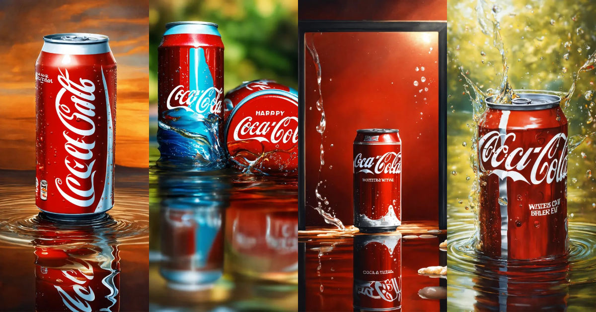 Lexica - Coca-Cola can, water mirror, art,photo realist