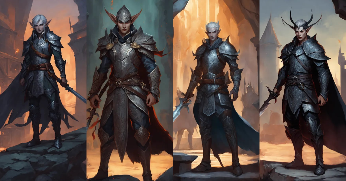 Lexica - Shadow Elf with Gray Skin, small pointy ear, defensive stance ...