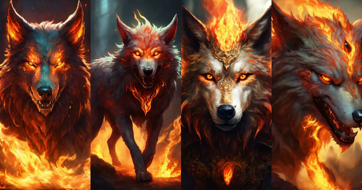 Lexica - A grotesque and demonic wolf, its fur matted and twisted, its ...