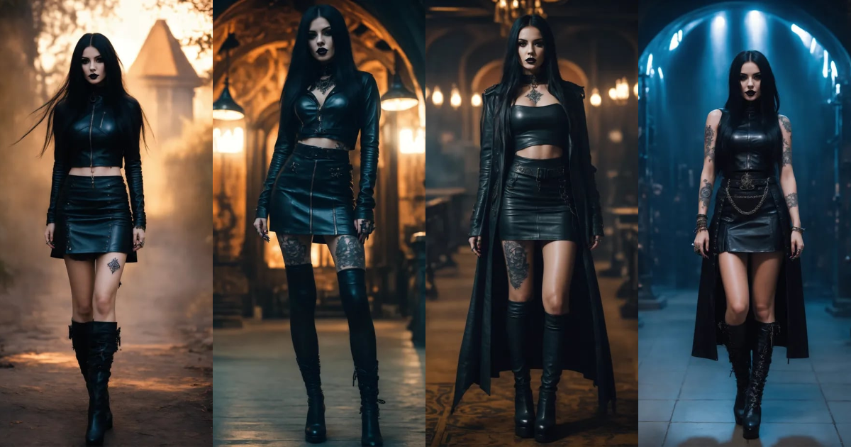 Lexica - Beautiful Extremely goth model young girl wearing black ...