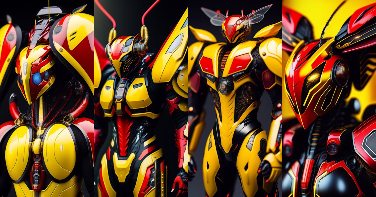 Lexica - An extremely complex and advanced cyborg male yellow, red and ...