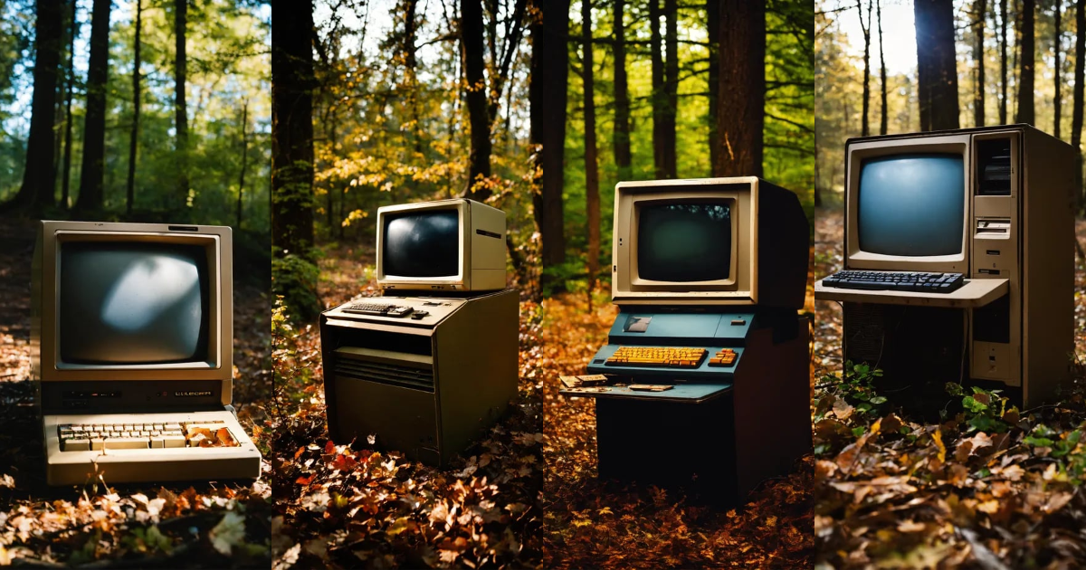 Lexica - Retro Macintosh desktop computer abandoned in the woods ...