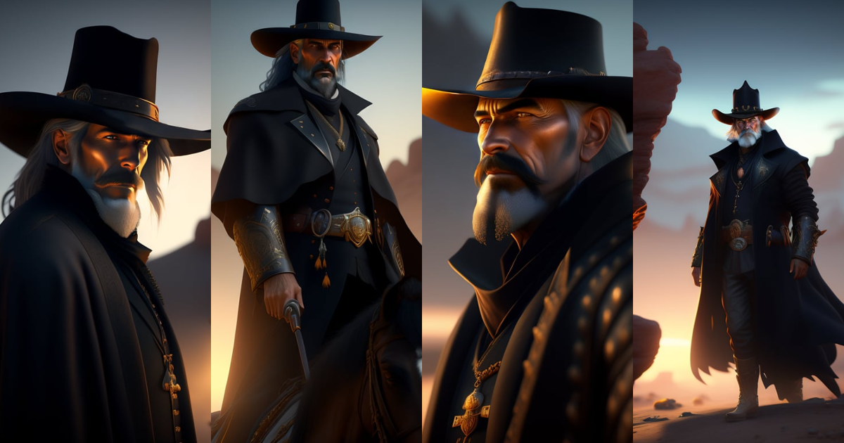 Lexica - Wild west portrait of a undertaker old man in black duster ...