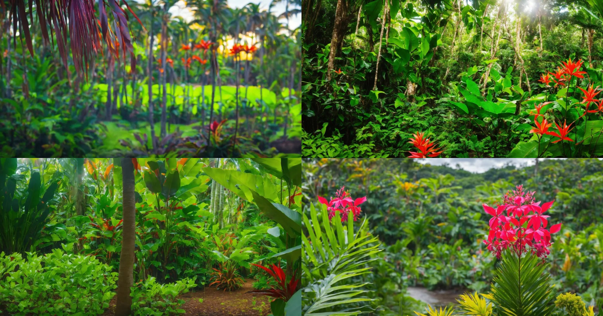 Lexica - Tropical jungle with native plants from Puerto rico