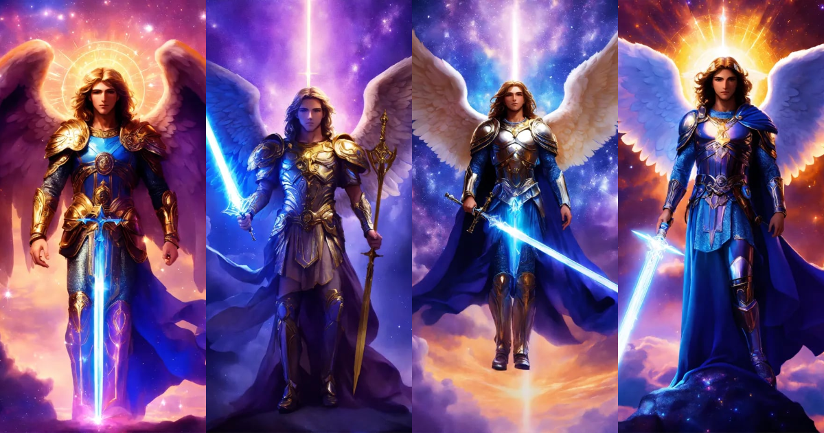 Lexica - Archangel Michael, Heaven, lightsword, galaxi in distance ...