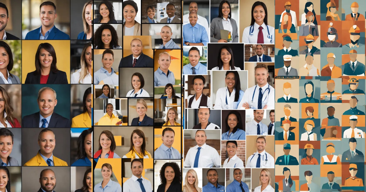 Lexica - Image A collage of your team members, showcasing their ...