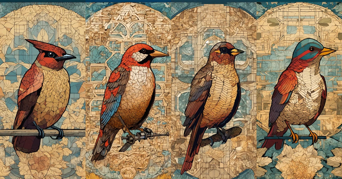 Lexica - Repeating geometric pattern of birds, vector art. Heavy detail ...