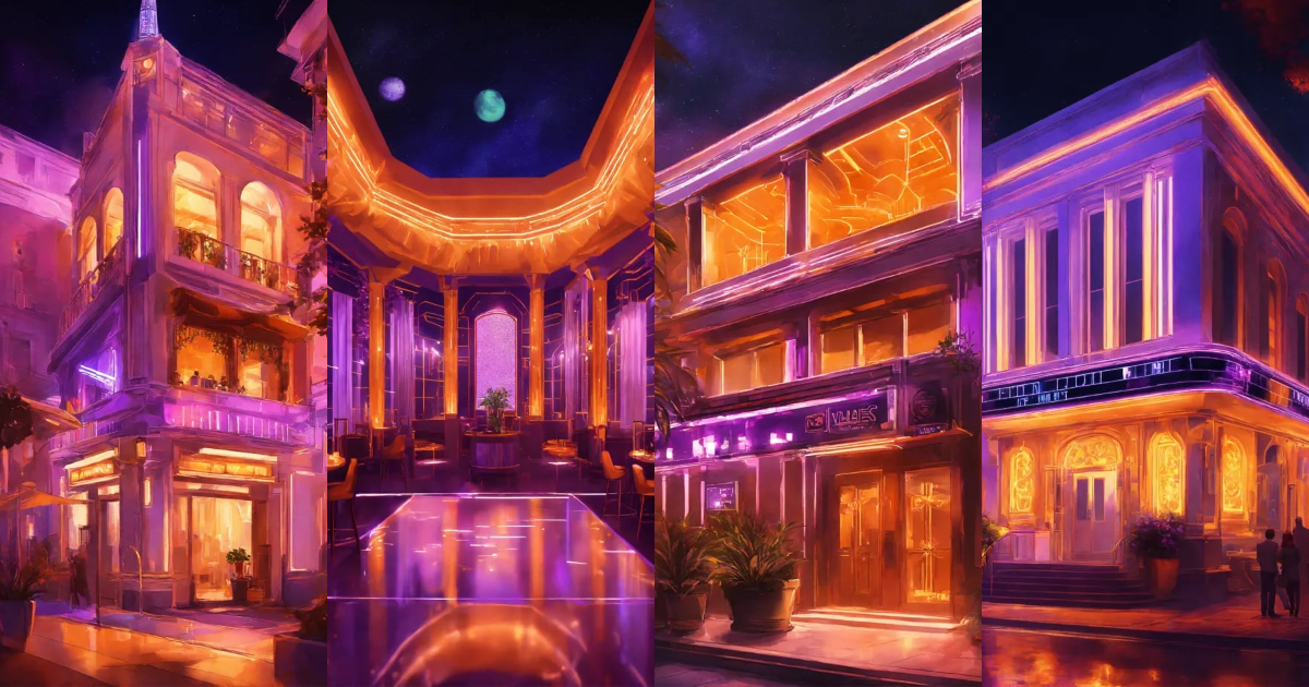 Lexica - Digital art of a two-story, classy, white Star Wars night club ...
