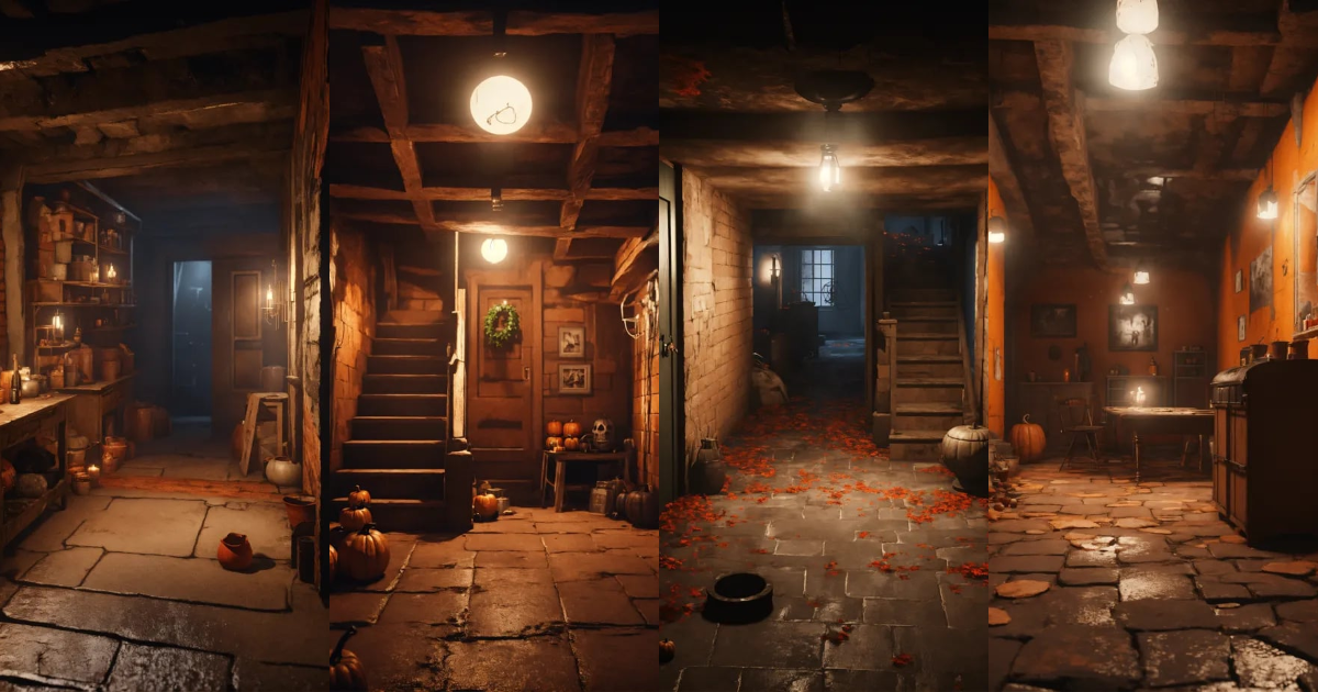Lexica - Spooky looking basement, unreal engine render, 8k