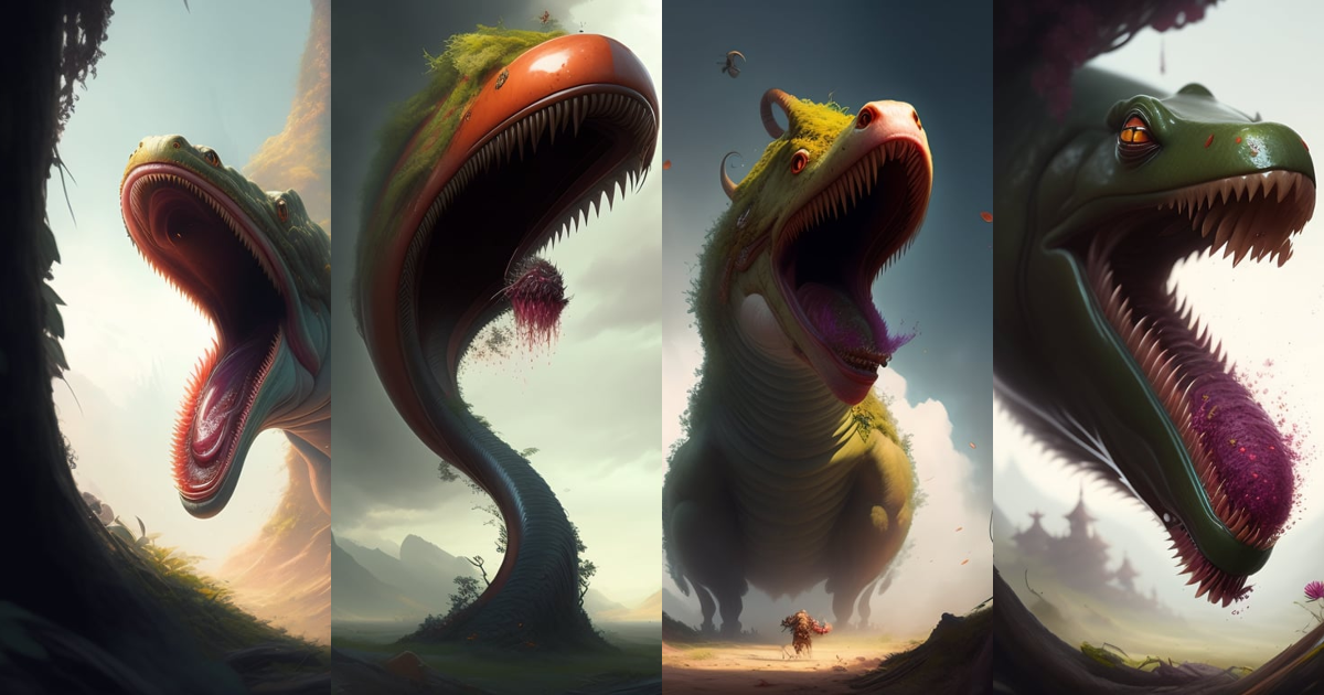 Lexica - A grotesque earthworm, flower shrieking and gnashing its teeth ...