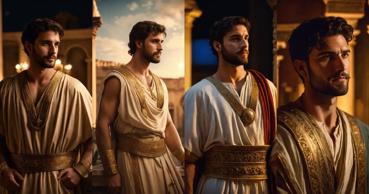 Lexica - A young rich noble handsome roman man wearing roman clothes ...
