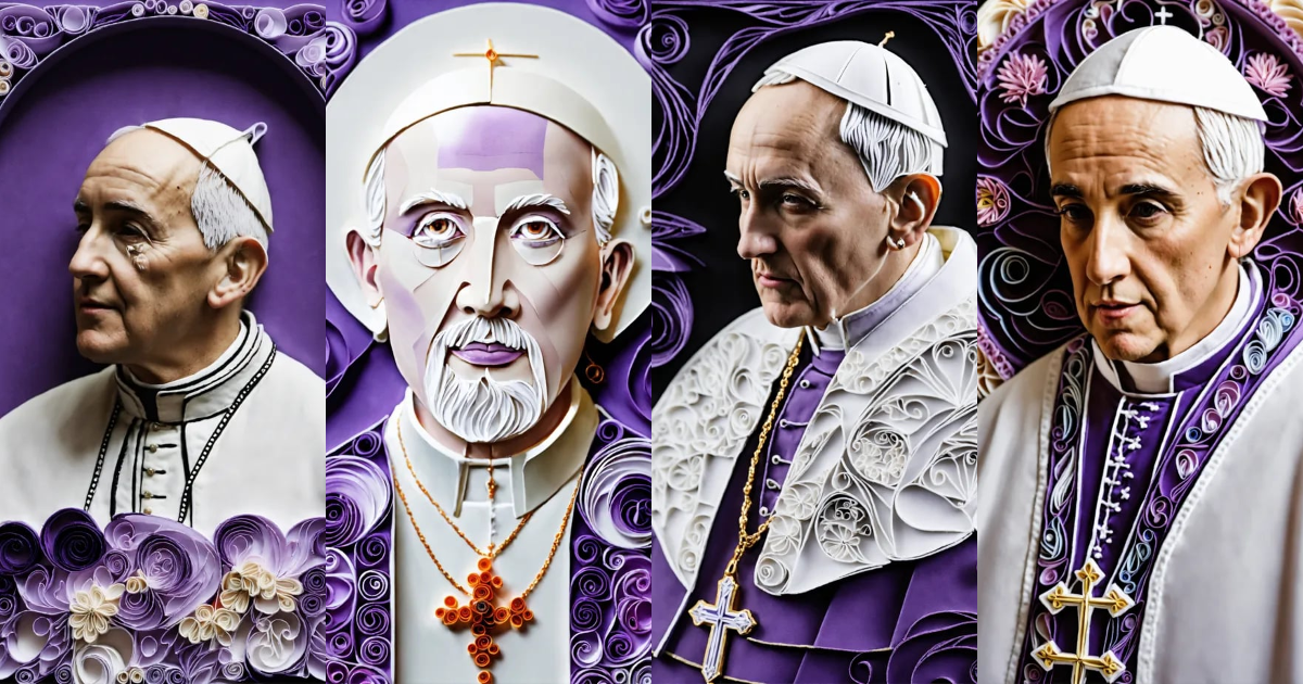 Lexica - Beautiful man pope quilling white purple