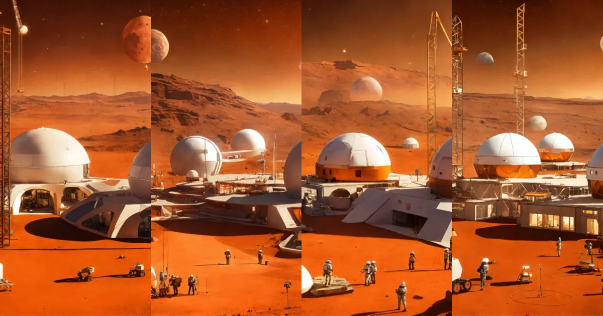 Lexica - Picture of construction on mars using space age technology ...