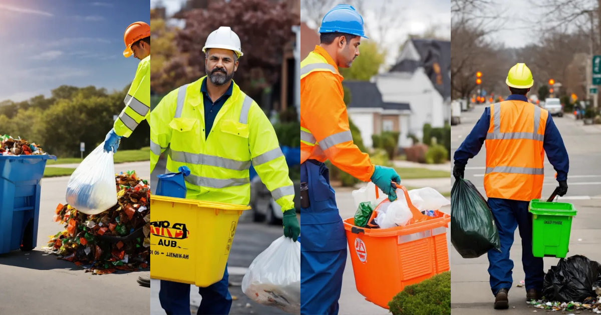 Lexica - Stock images of a garbage man taking out the trash in high ...