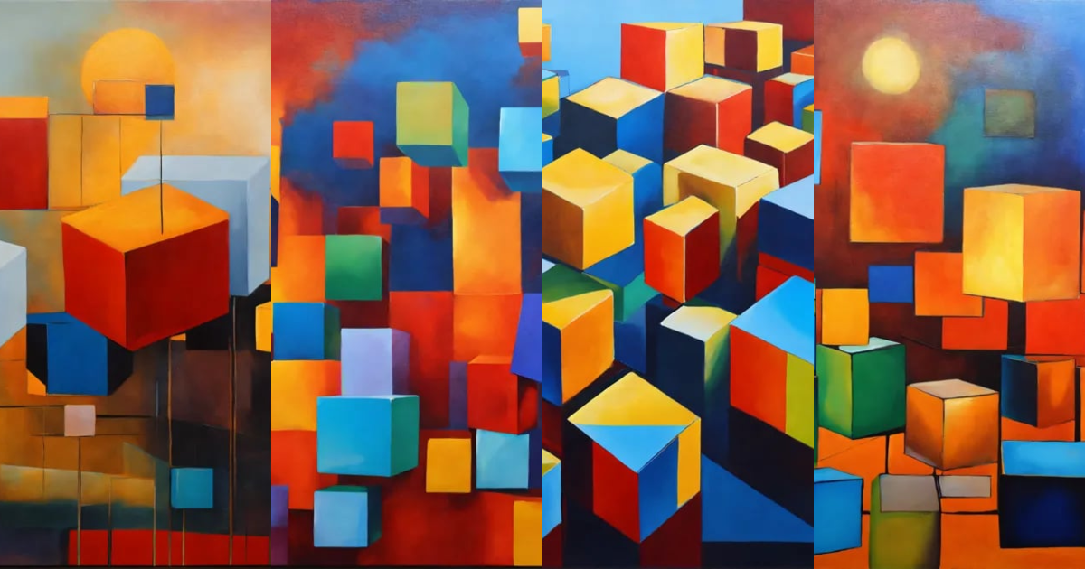 Lexica - Very abstract Contemporary art painting CUBES like the great ...